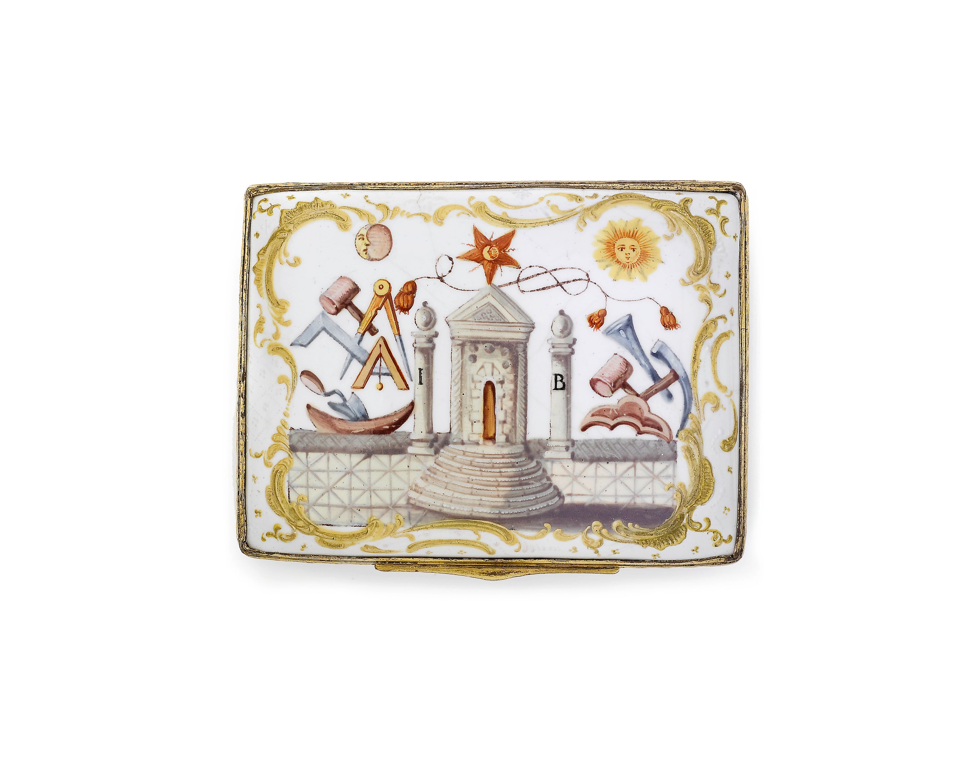 Bonhams : A Birmingham or South Staffordshire enamel Masonic snuff box ...