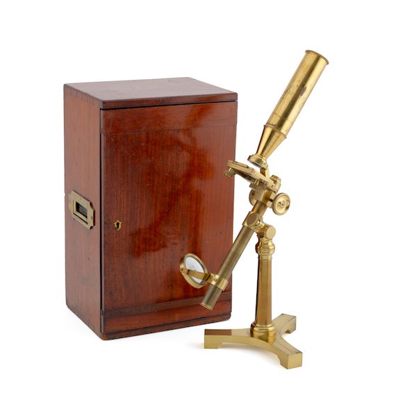 Bonhams : A Dollond brass compound monocular microscope, English, early ...