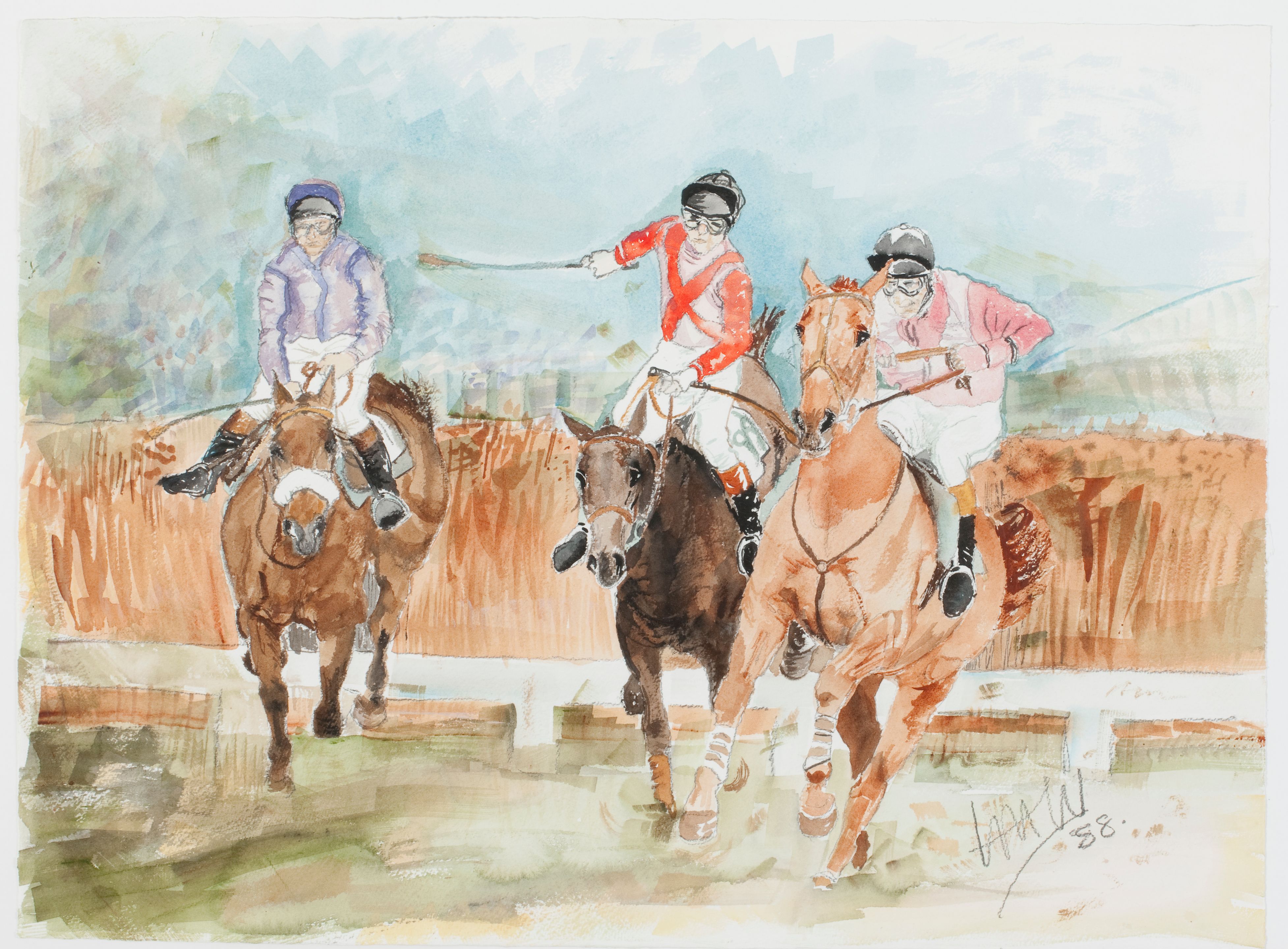 Bonhams : Alison Woods (20th century) The Steeplechase