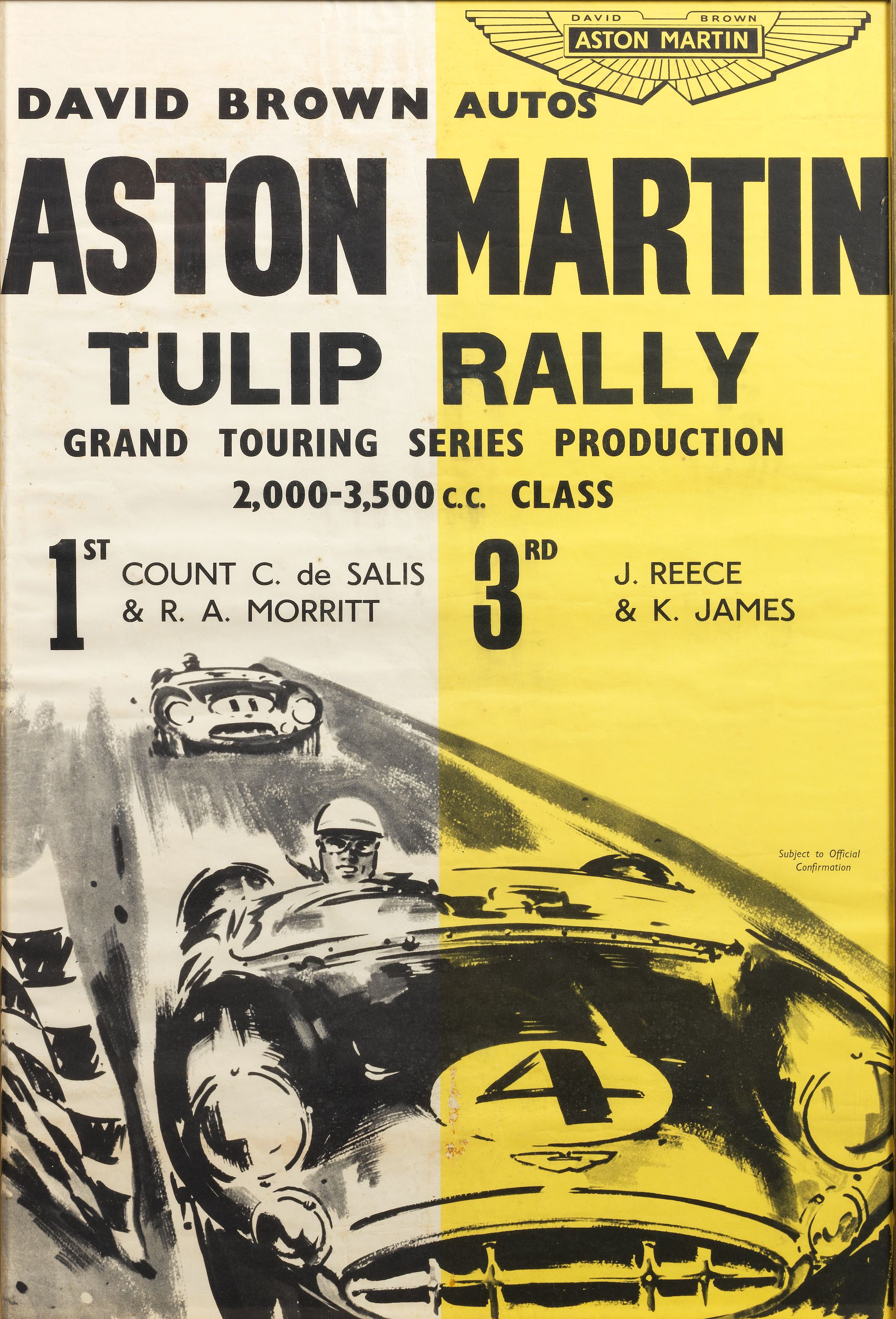 Bonhams Cars : An original David Brown Aston Martin 1958 Tulip Rally victory poster,