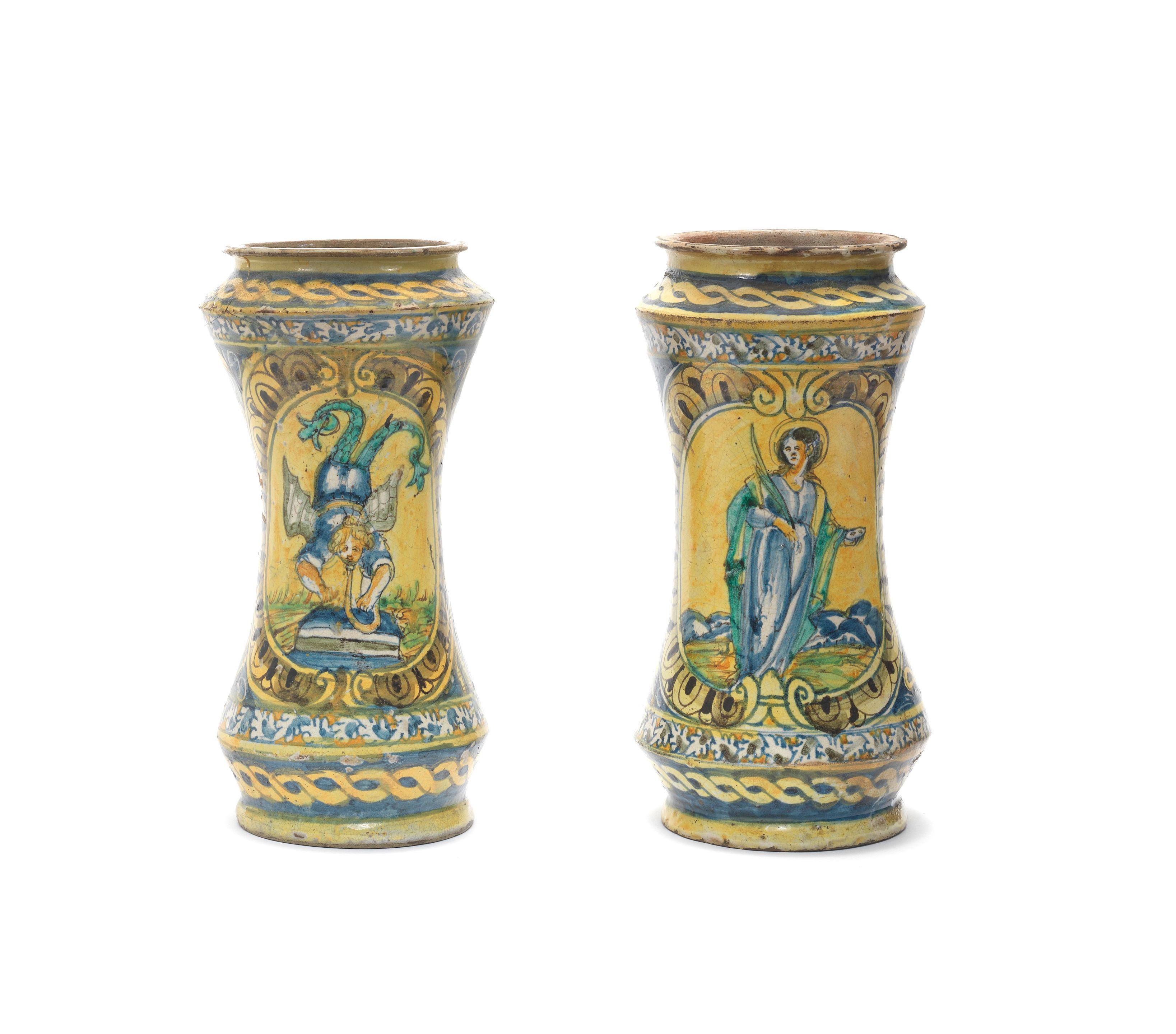 Bonhams : Two Palermo Maiolica albarelli, early 17th century