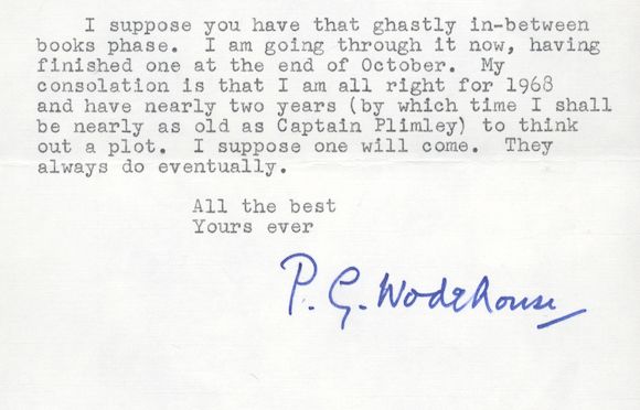 Bonhams : WODEHOUSE (P.G.) Two typed letters signed ("P.G. Wodehouse ...