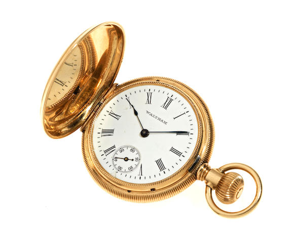 Bonhams Waltham A Small 14k Gold Keyless Wind Full Hunter Pocket Watch