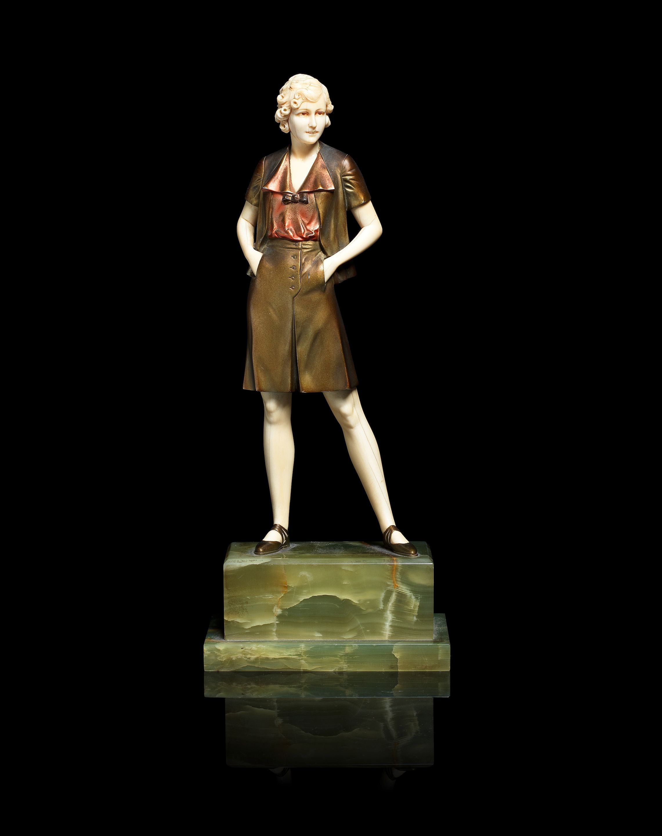 Bonhams : Ferdinand Preiss (German, 1892-1943) 'Gamine' a Bronze and ...