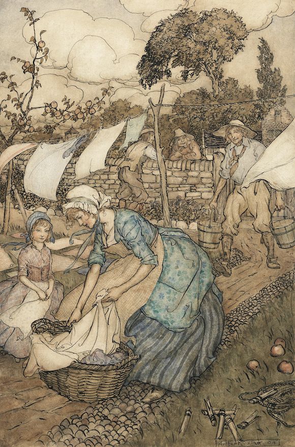 Bonhams : RACKHAM (ARTHUR) "The Woman of the Village", from "Rip Van ...