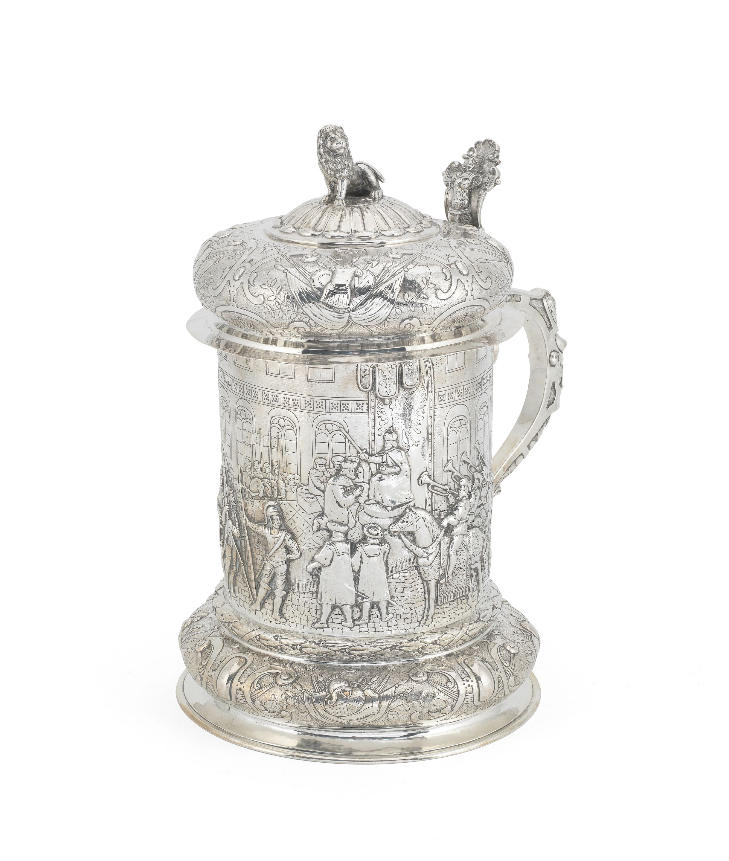 Bonhams : A massive 19th Century German silver tankard with Hanau marks ...