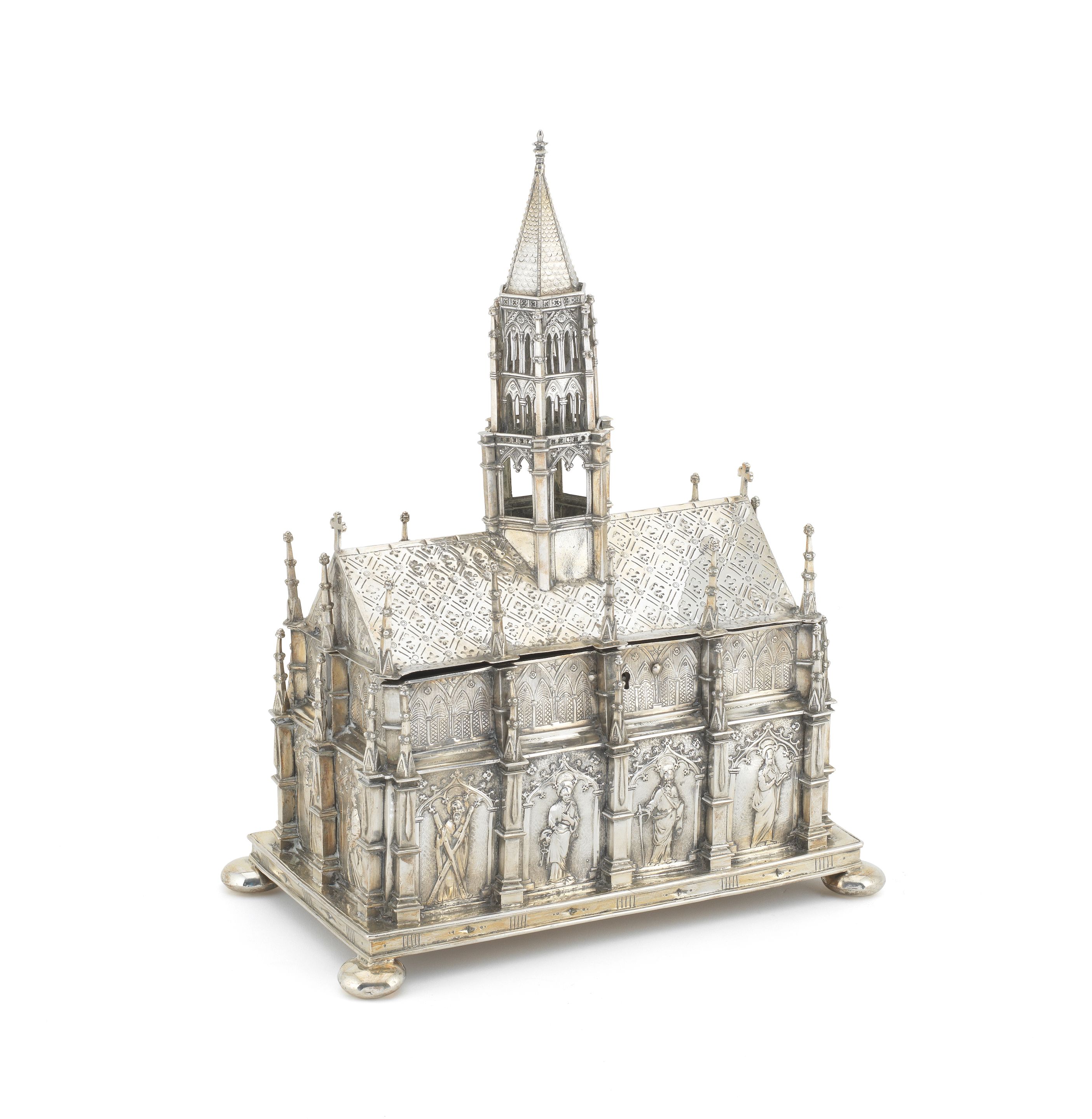 Bonhams : A large 19th Century German silver treasure casket with Hanau ...