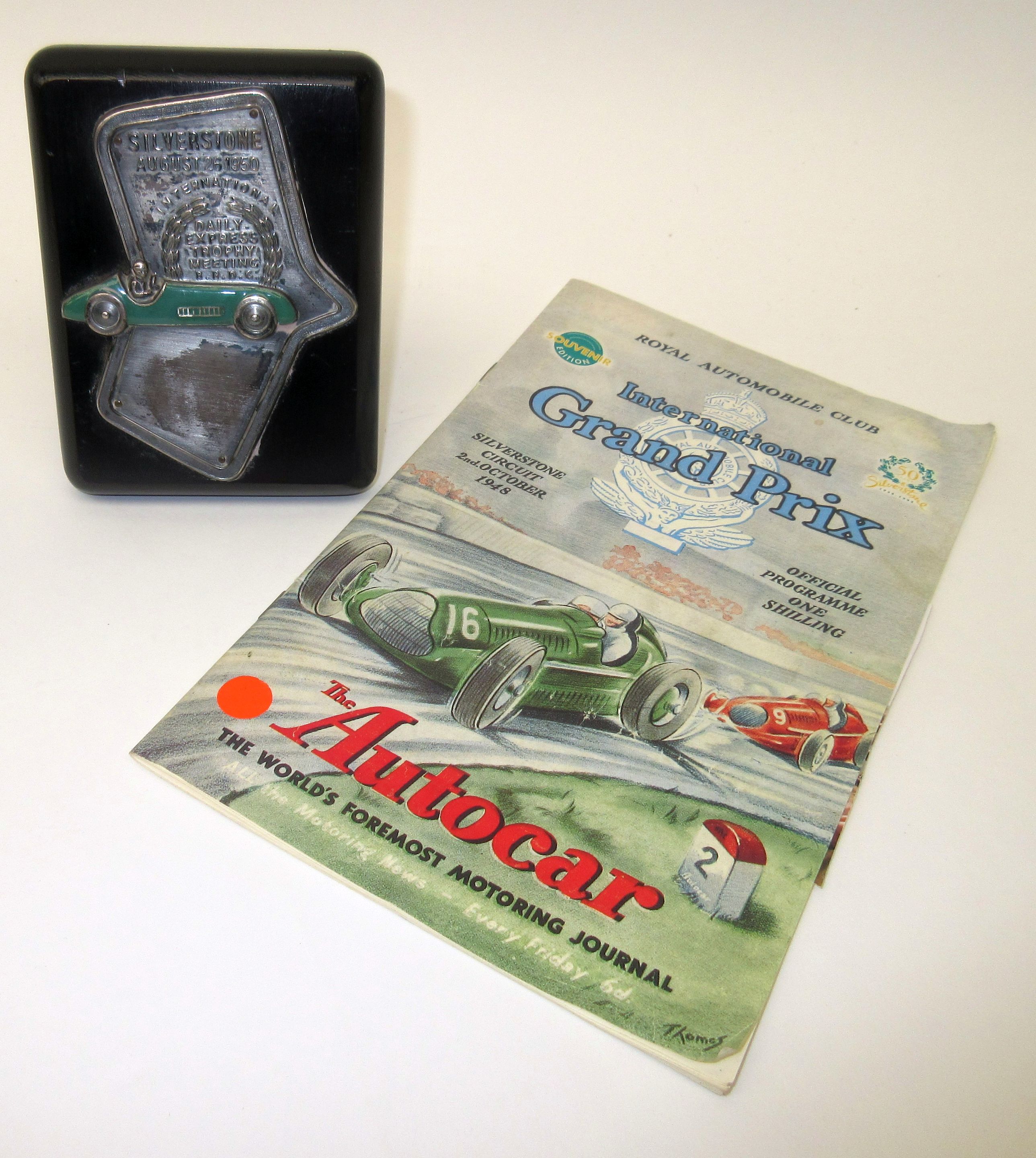 Bonhams Cars : A 1950 Silverstone plaque and a signed Silverstone 1948 ...