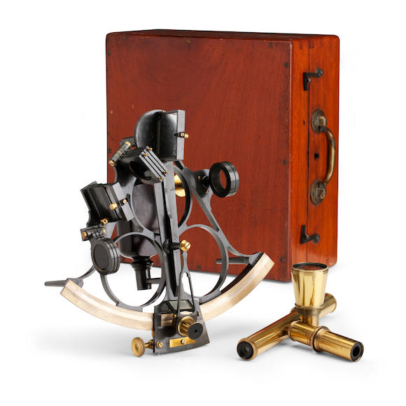 Bonhams A Late 19th Century 7 Inch Black Lacquered Brass Sextant