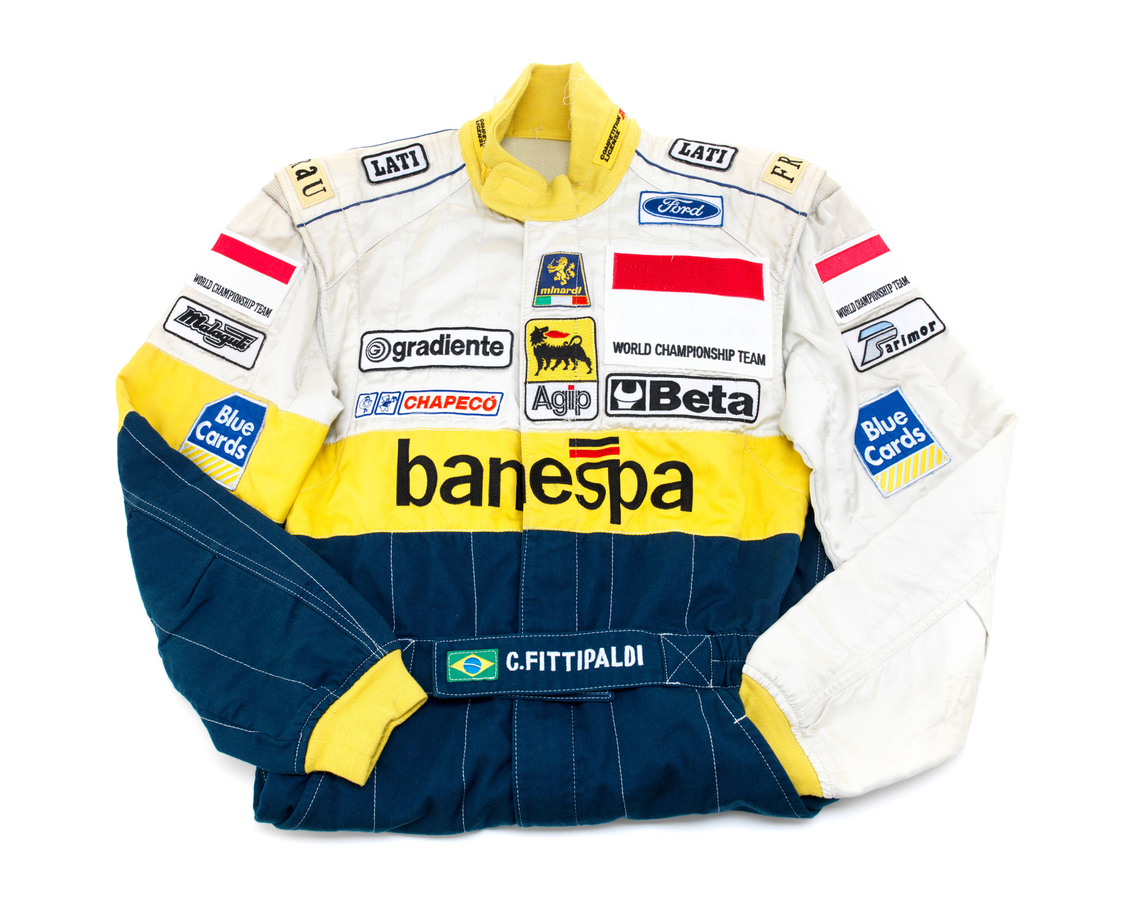 Bonhams Cars : A set of Christian Fittipaldi 1993 Minardi Ford overalls ...
