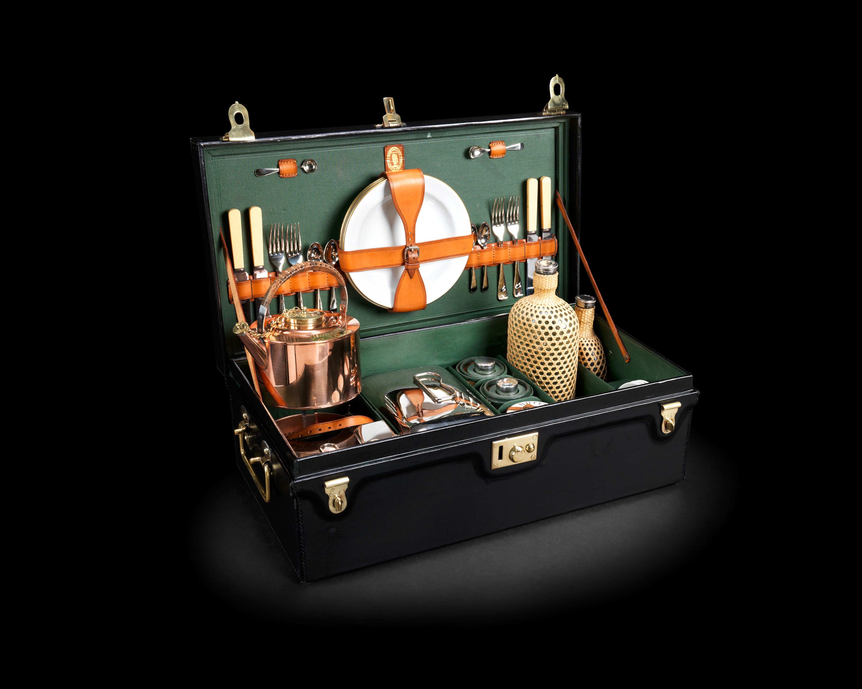 Bonhams Cars : A fine cased 'Coracle' picnic set for four persons by G ...
