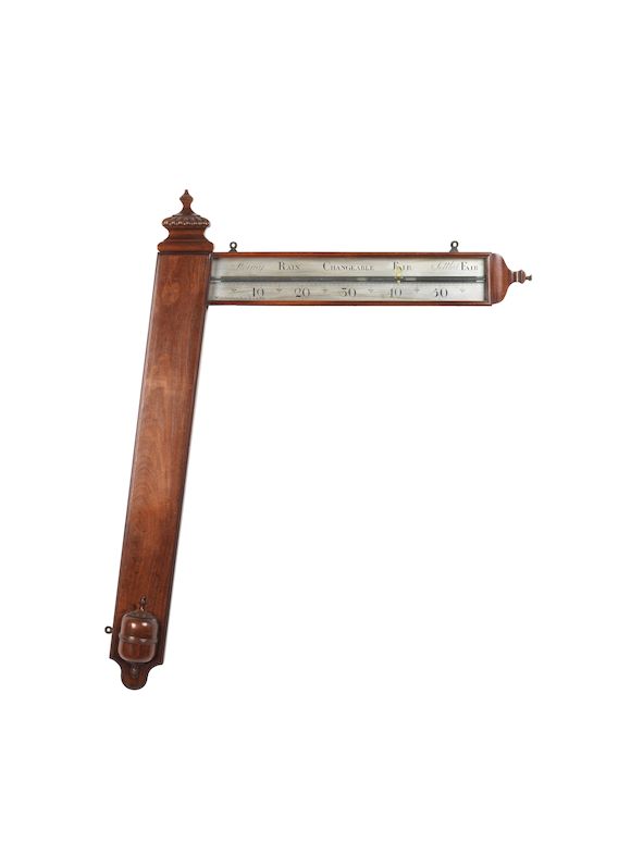 Bonhams : A late 18th century mahogany angle barometer Whitehurst and ...