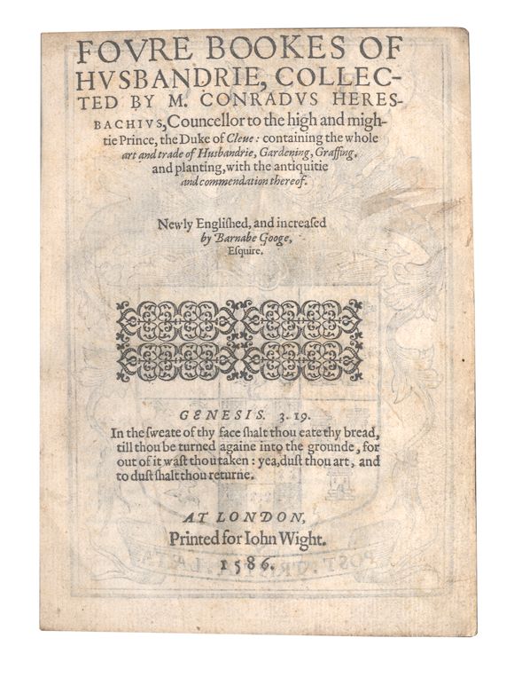 Bonhams : HERESBACH (CONRAD) Foure Bookes of Husbandrie...Containing ...