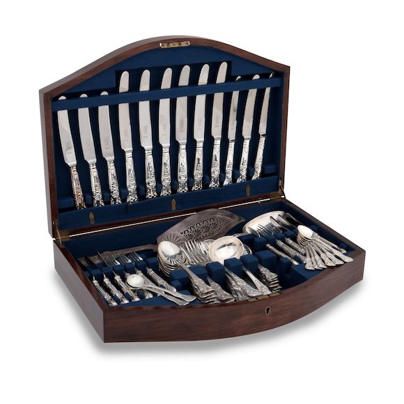 Bonhams : A William IV/Victorian cased composite silver canteen maker's ...