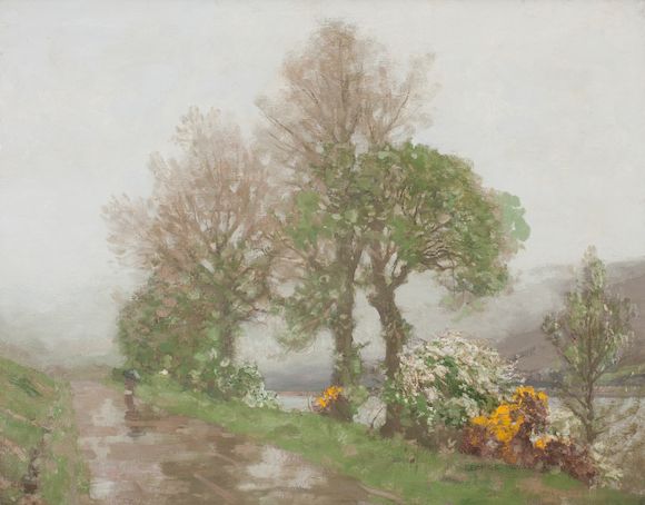 Bonhams : George Houston RSA RSW RGI (British, 1869-1947) A path beside ...