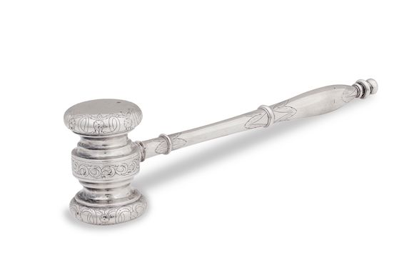 Bonhams : A presentation silver gavel by James Mackay, Edinburgh 1837