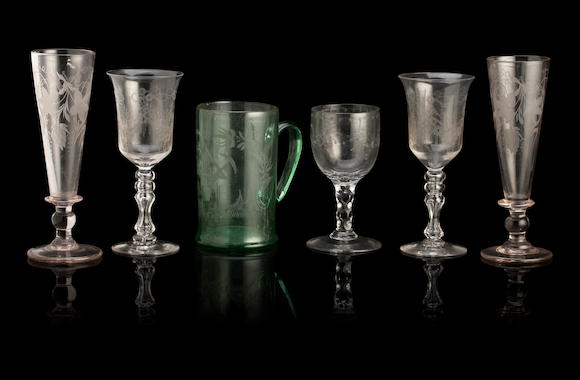 Bonhams Six Various Engraved Glasses 18th Century And Later