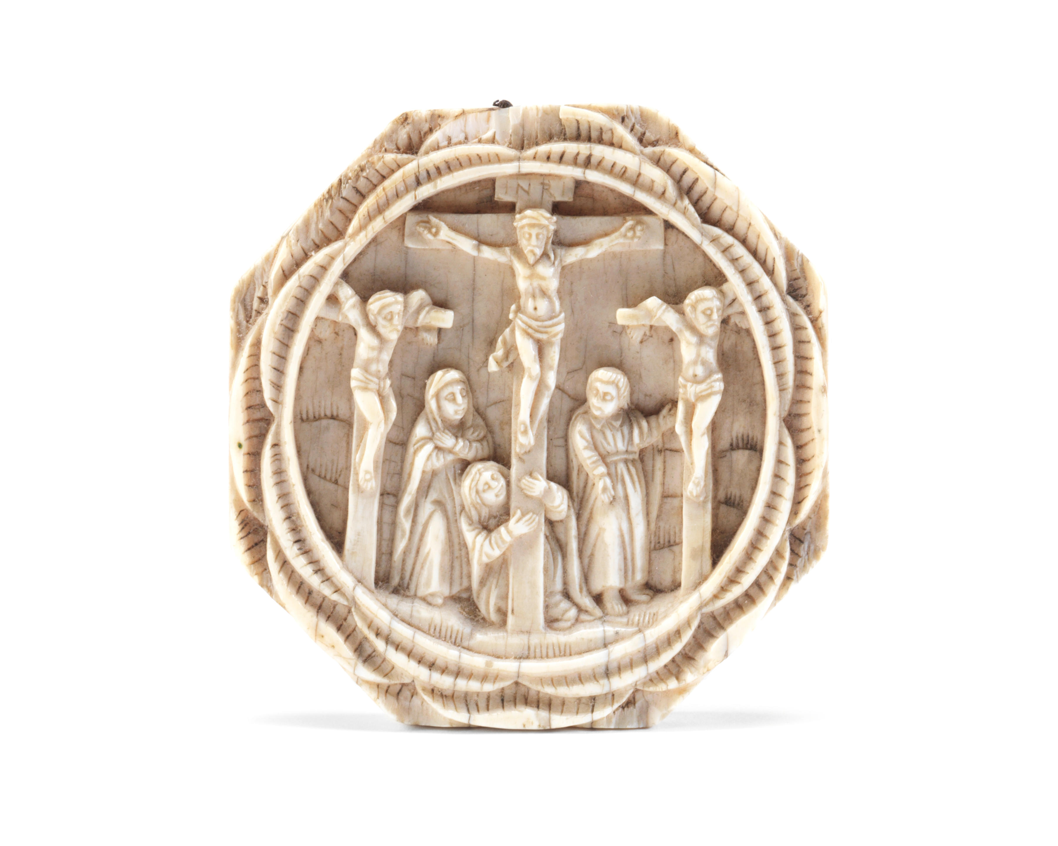 Bonhams An 18th Century Carved Ivory Octagonal Plaque Depicting The