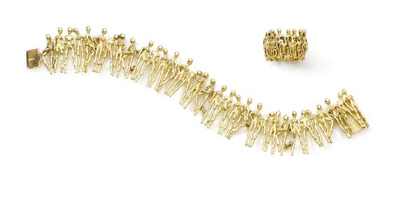 Bonhams : A 'People' bracelet and ring, by Stuart Devlin, (2)