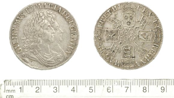 Bonhams : William and Mary, Crown 1692, conjoined busts right,