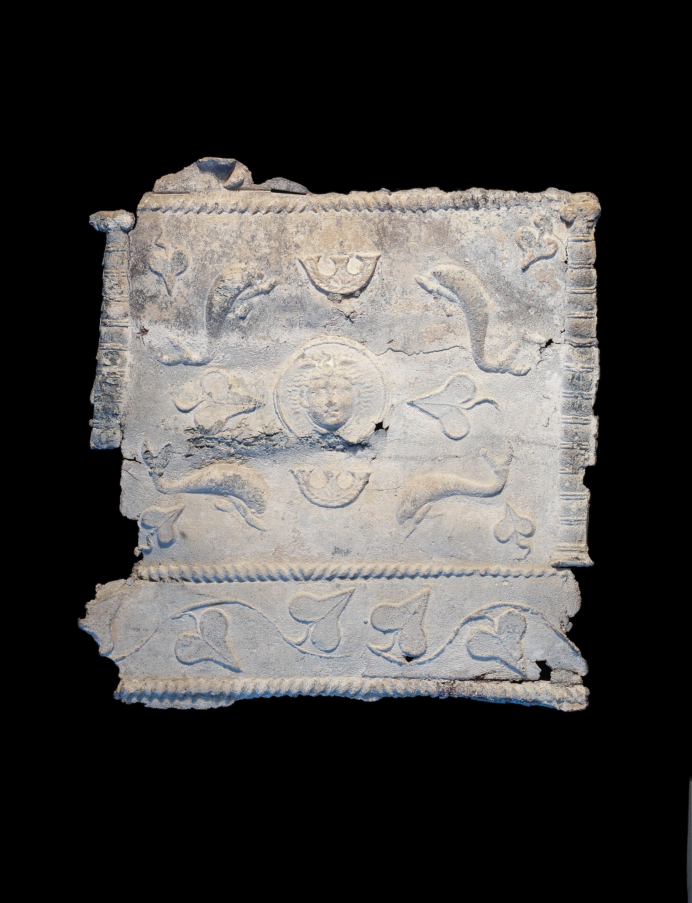 Bonhams : A Roman lead sarcophagus panel