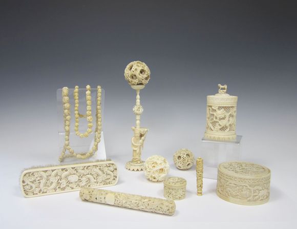 Bonhams : A collection of export ivory 19th century