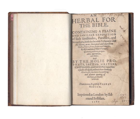 Bonhams : LEMNIUS (LEVINUS) An Herbal for the Bible. Containing a ...