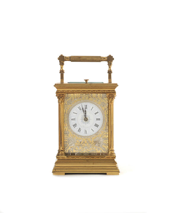 Bonhams : A late 19th century french gilt brass carriage clock with repeat