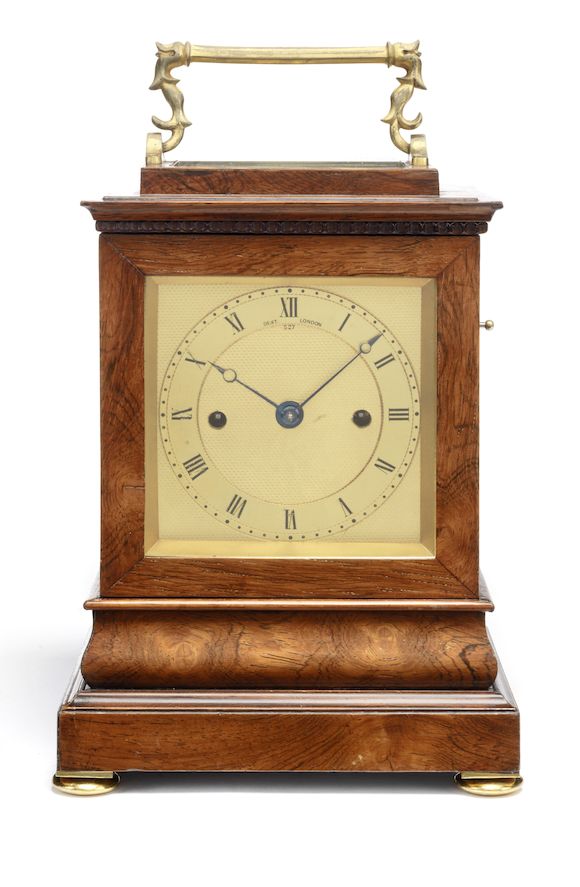Bonhams : A mid 19th century rosewood travelling striking clock Dent ...