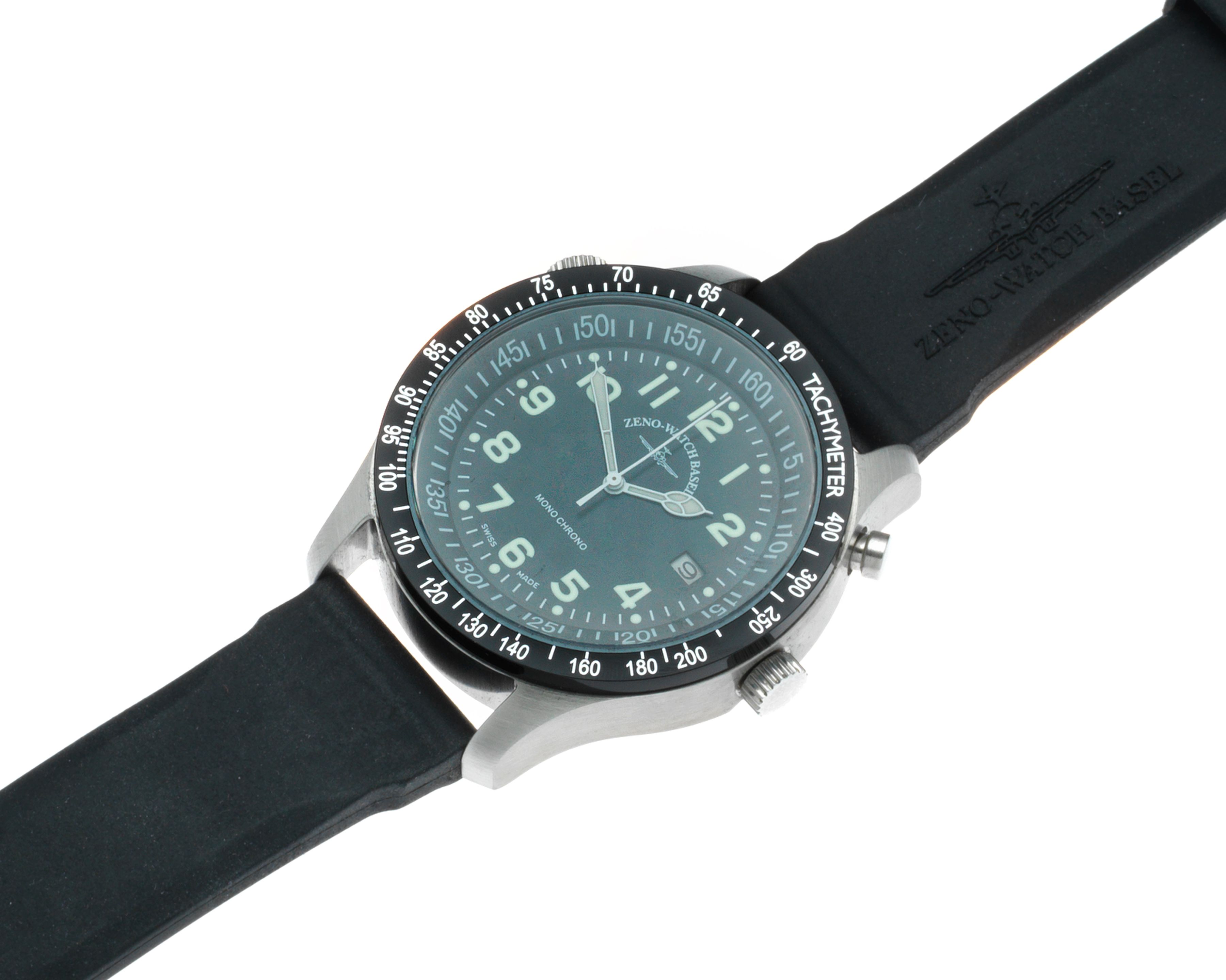 Bonhams : Zeno-Watch Basel. A stainless steel manual wind calendar ...