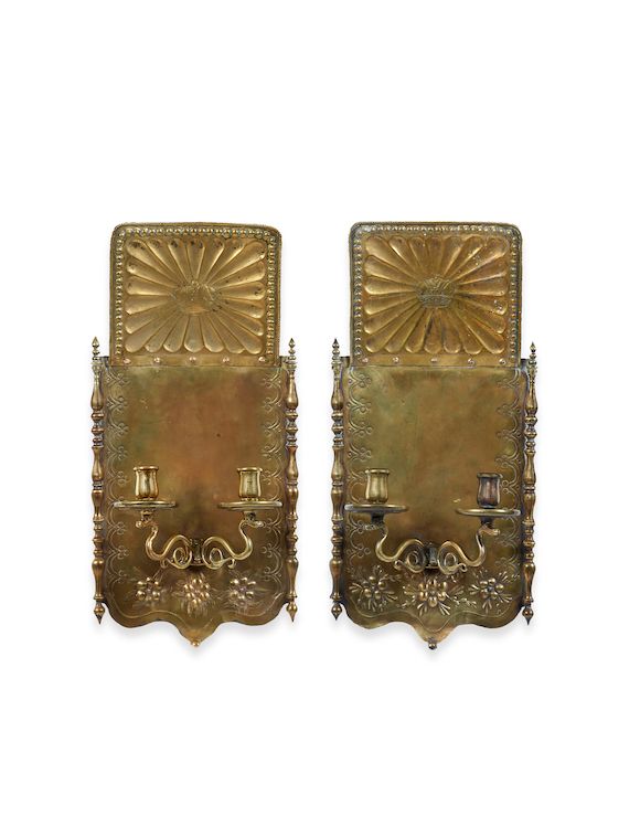 Bonhams : A pair of early 18th century sheet and cast brass and copper ...
