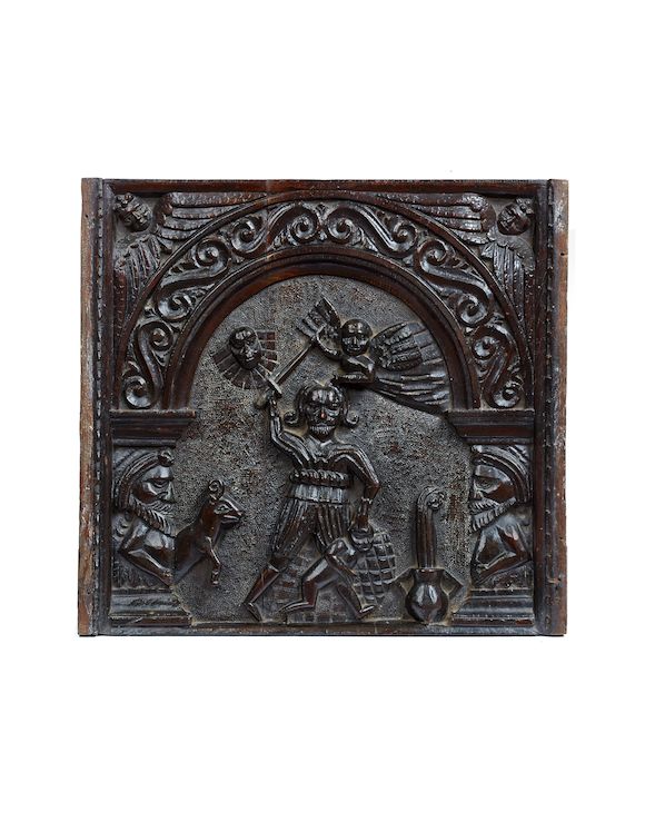 Bonhams : A good Charles I carved oak panel, depicting the Sacrifice of ...
