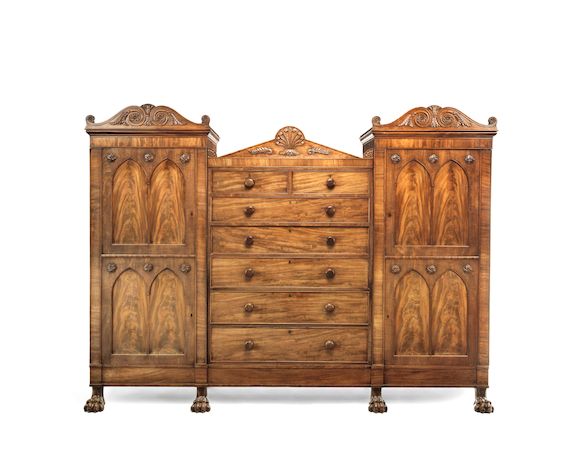Bonhams : A George IV mahogany compactum wardrobe in the manner of Gillows