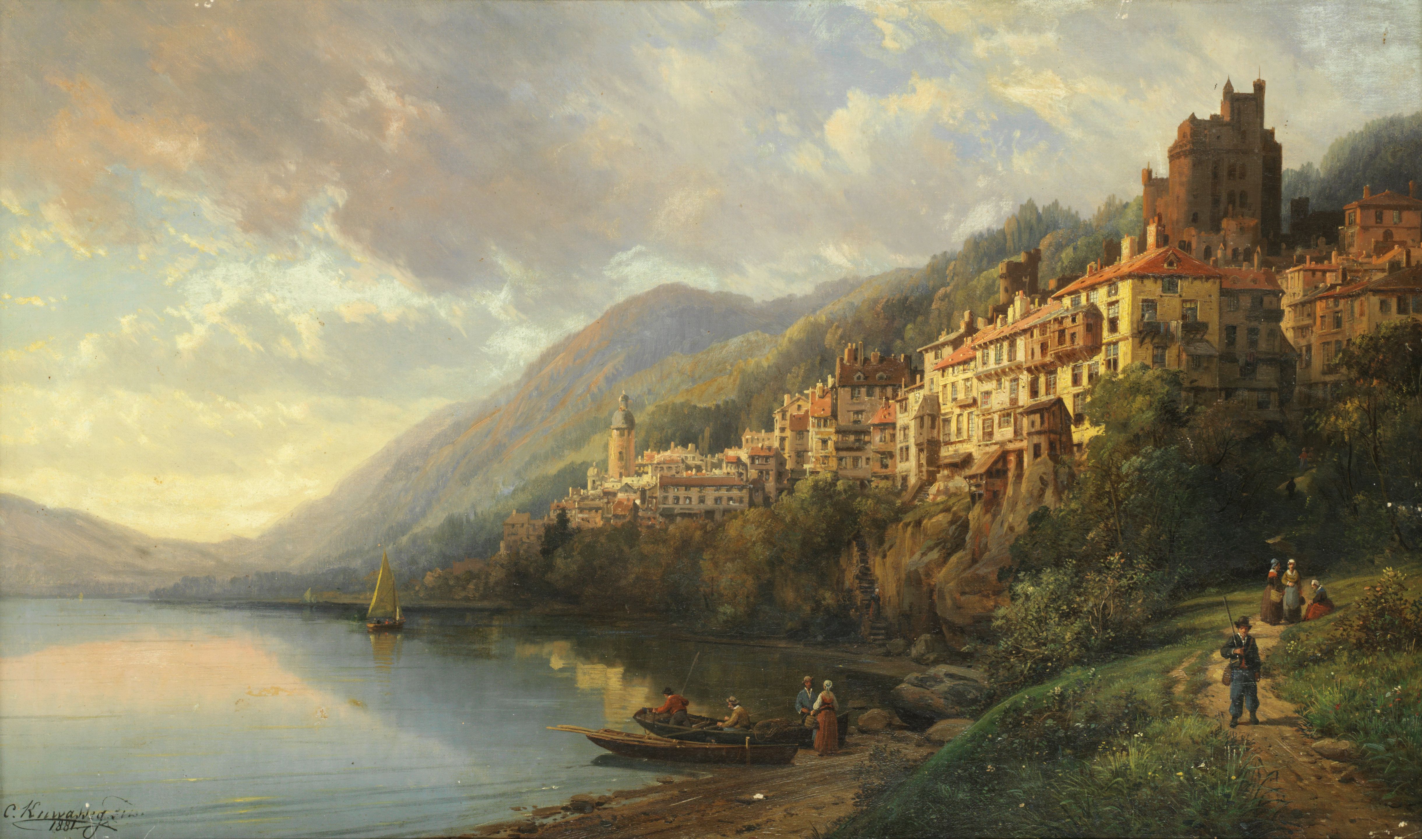 Bonhams : Charles Euphrasie Kuwasseg (French, 1838-1904) Figures before ...