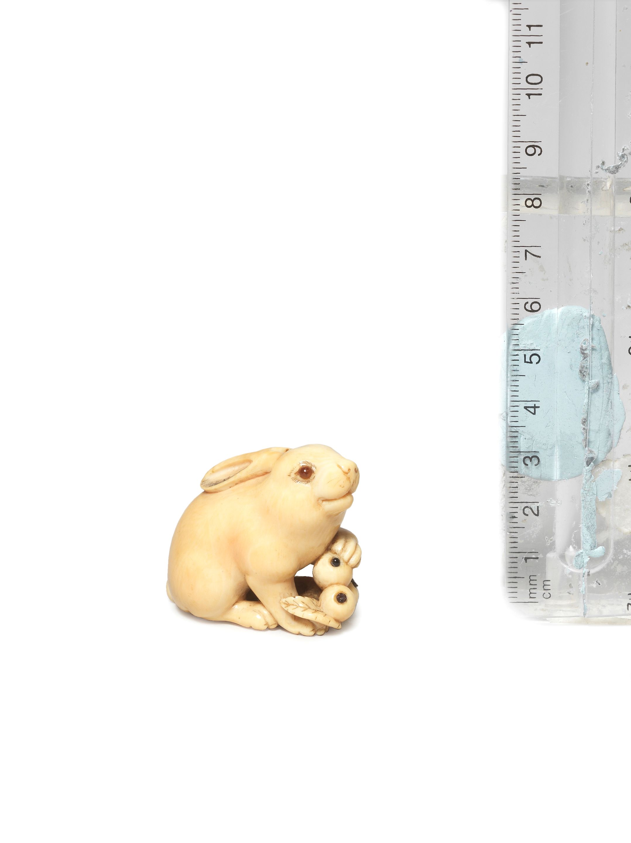 Bonhams : An ivory netsuke of a hare By Okatori, Kyoto, early 19th century