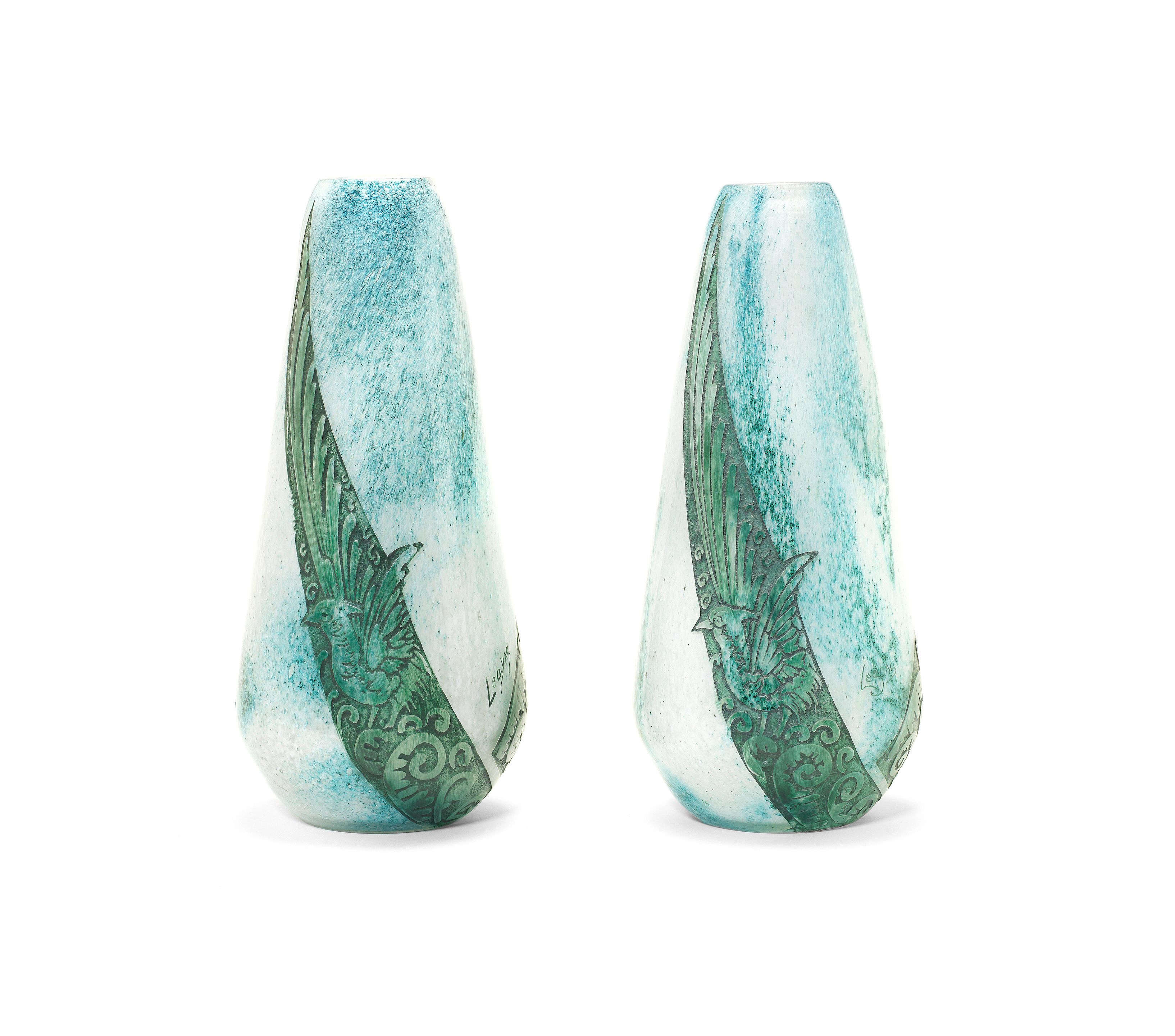Bonhams : A Pair of Art Deco Legras Glass Vases SIGNED 'LEGRAS'; CIRCA 1930