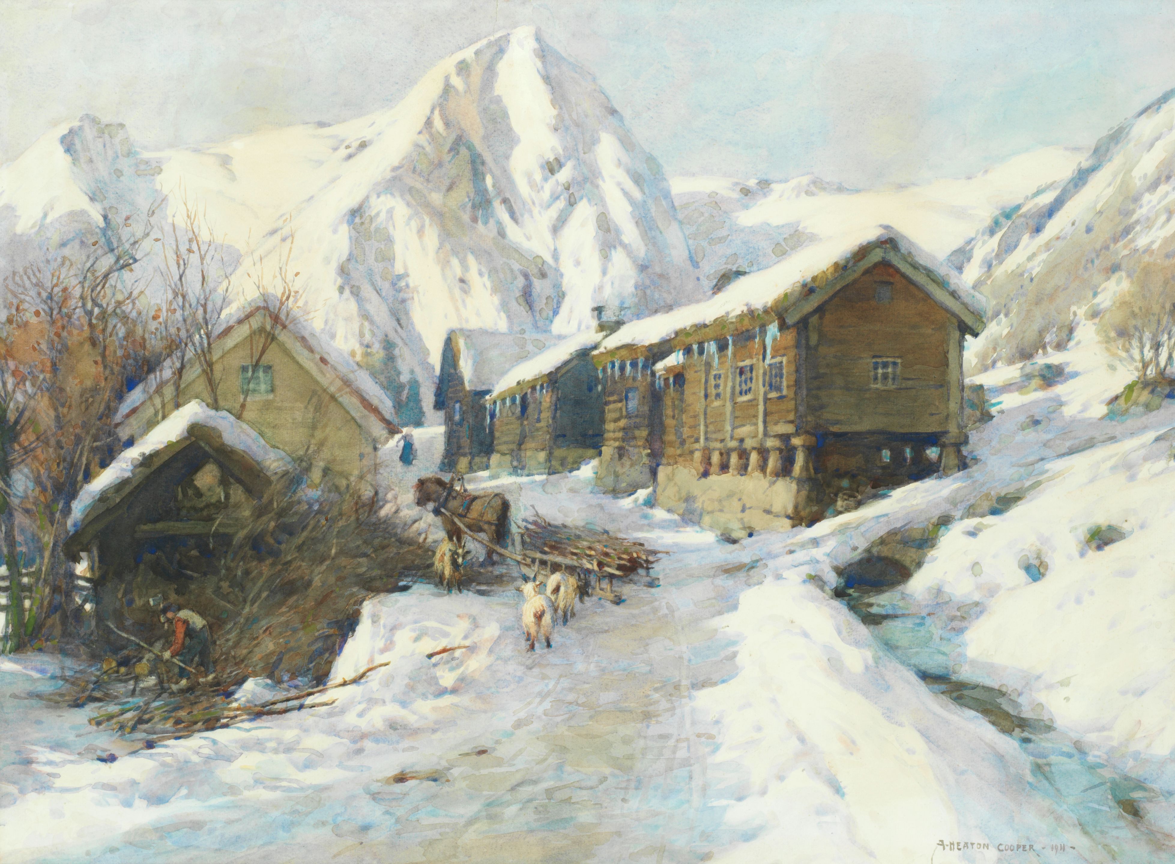 Bonhams : Alfred Heaton Cooper (British, 1864-1929) Norwegian farmstead ...
