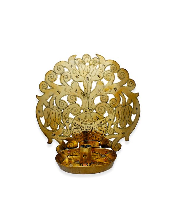 Bonhams : A rare brass wall sconce, the backplate late 17th century ...