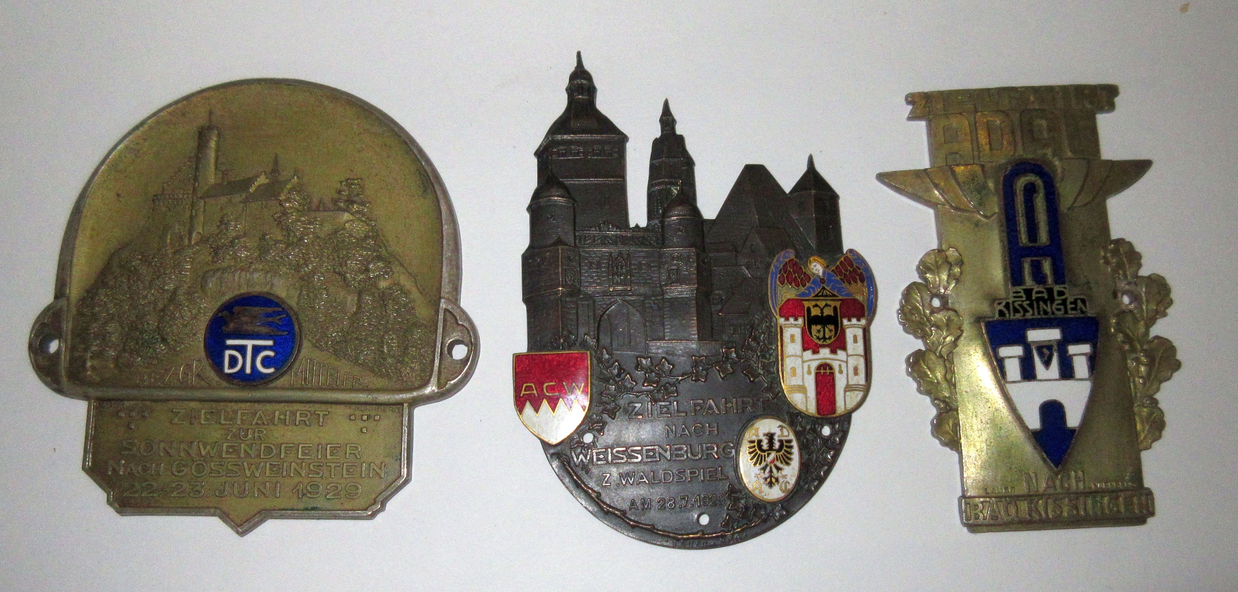 Bonhams Cars : Three German Rally plaques, 1920s, ((3))