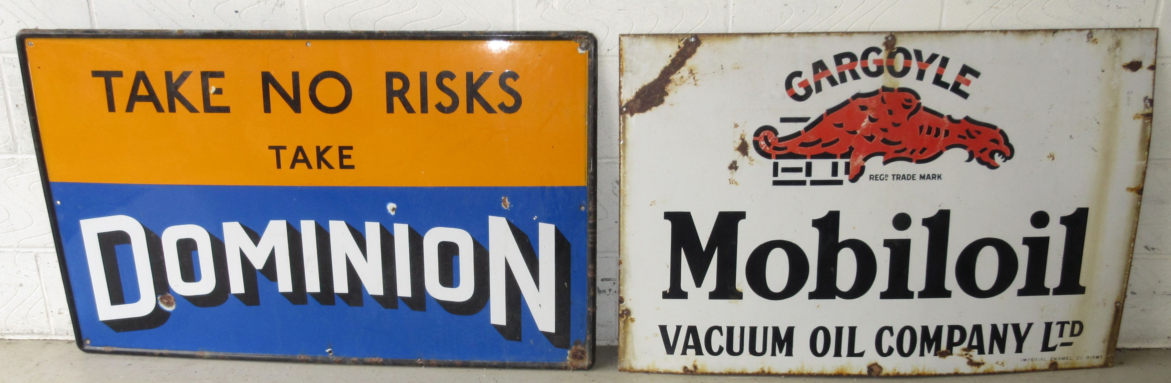 Bonhams Cars : Two large enamel advertising signs, ((2))