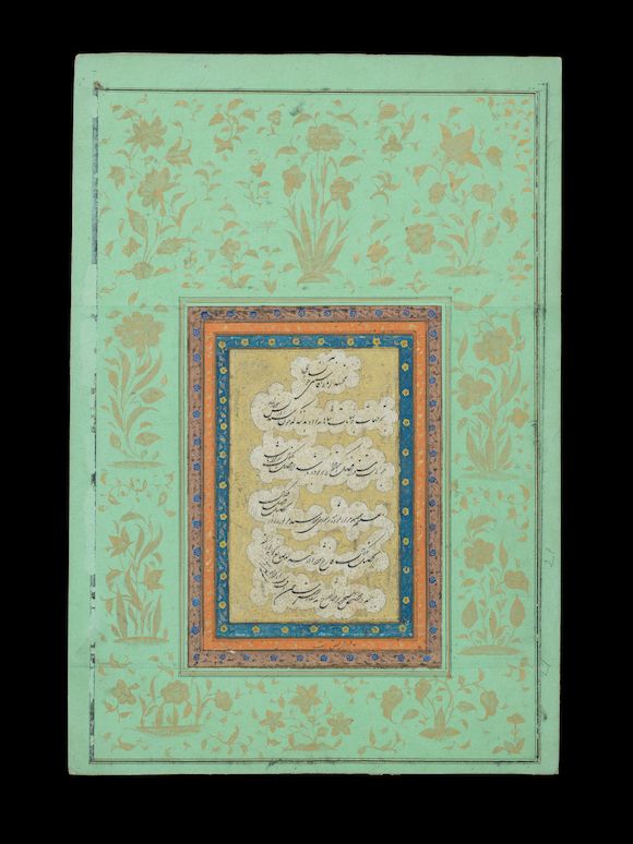 Bonhams : Three calligraphic album pages in naskhi, nasta'liq and ...