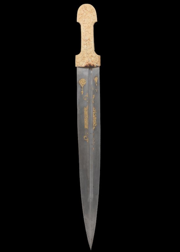 Bonhams : A Qajar walrus ivory hilted steel dagger (kindjal) Persia ...
