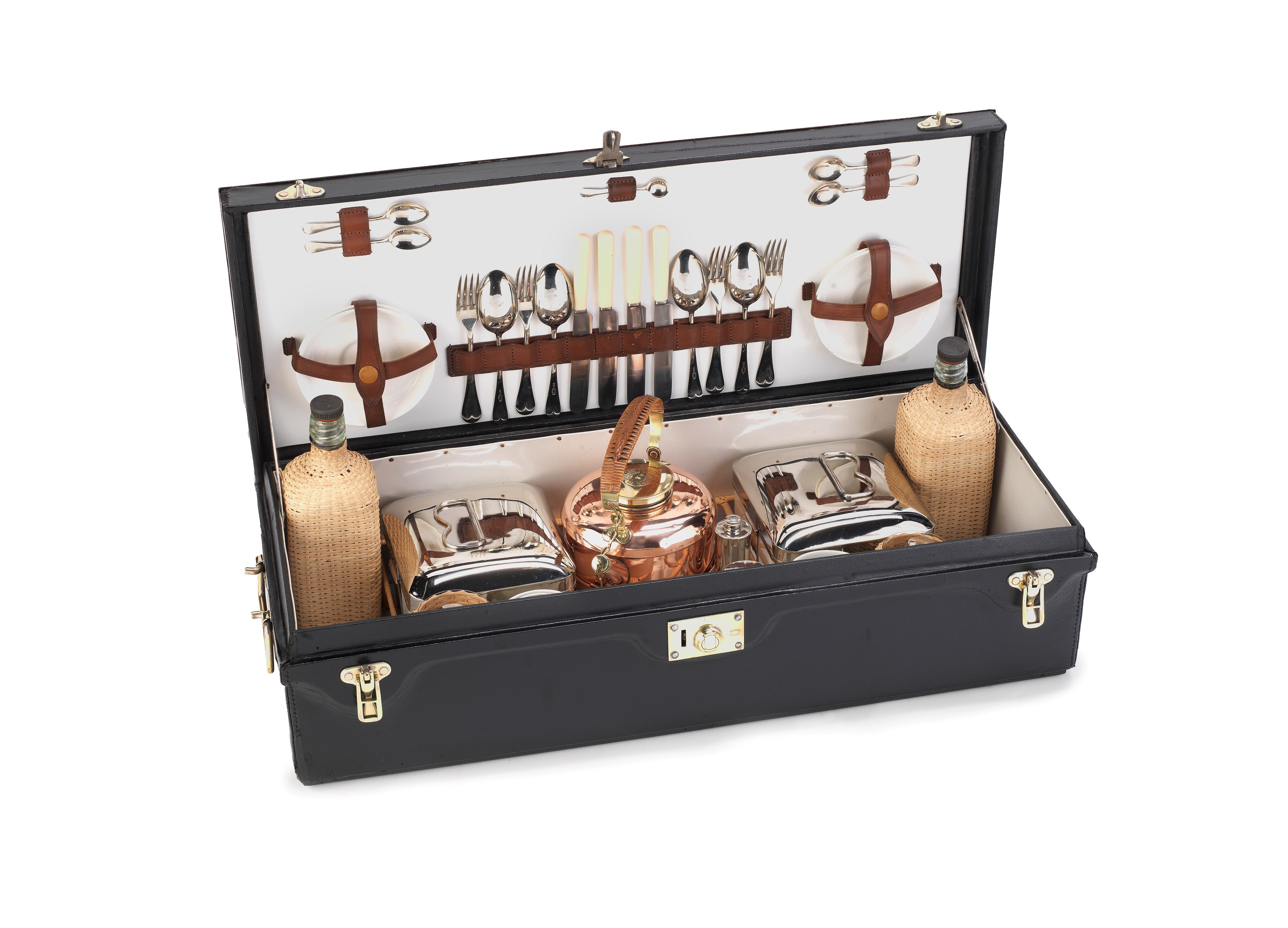 Bonhams Cars : A fine cased 'Coracle' running-board mounting picnic set ...
