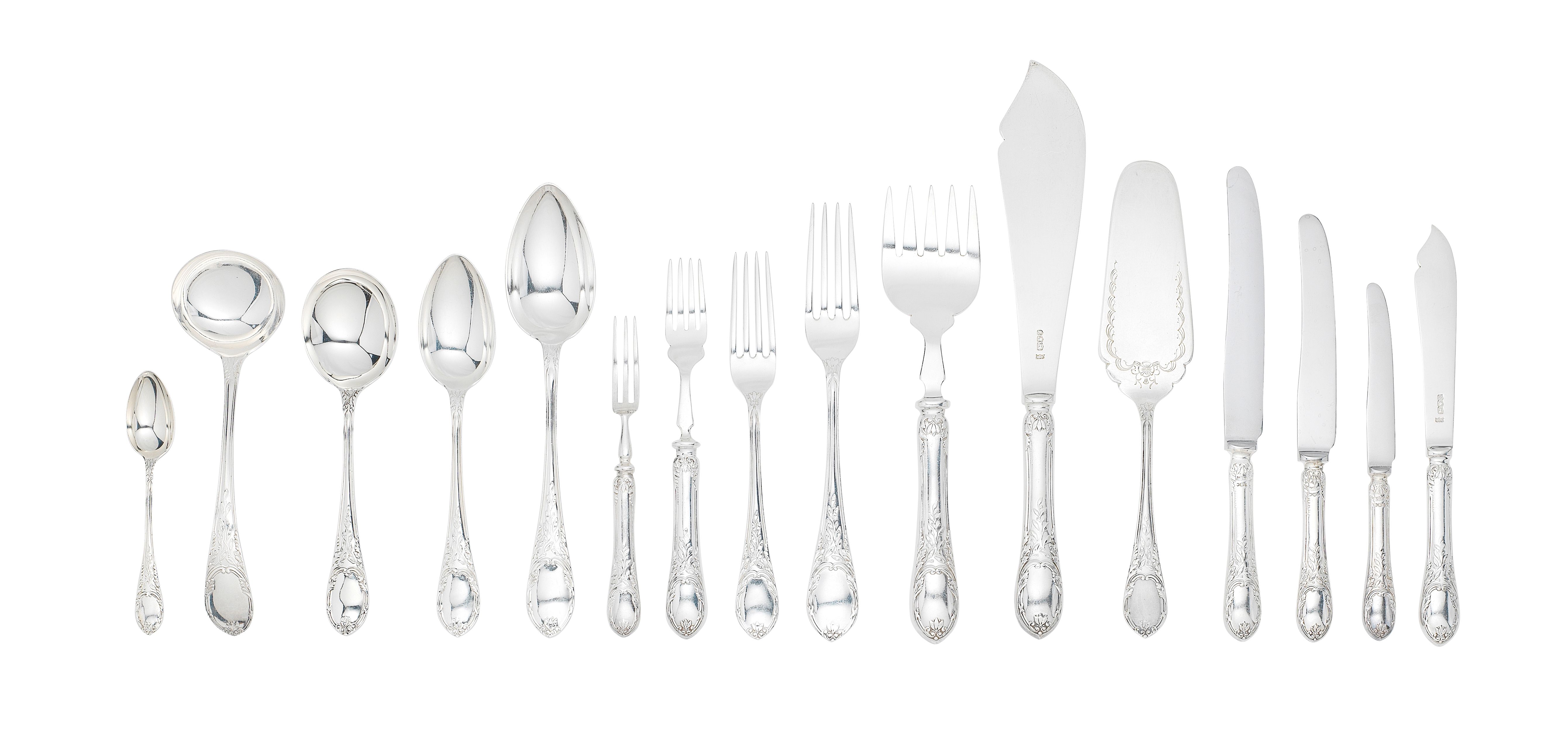 Bonhams : An extensive silver Laurel and Ribbon pattern flatware ...