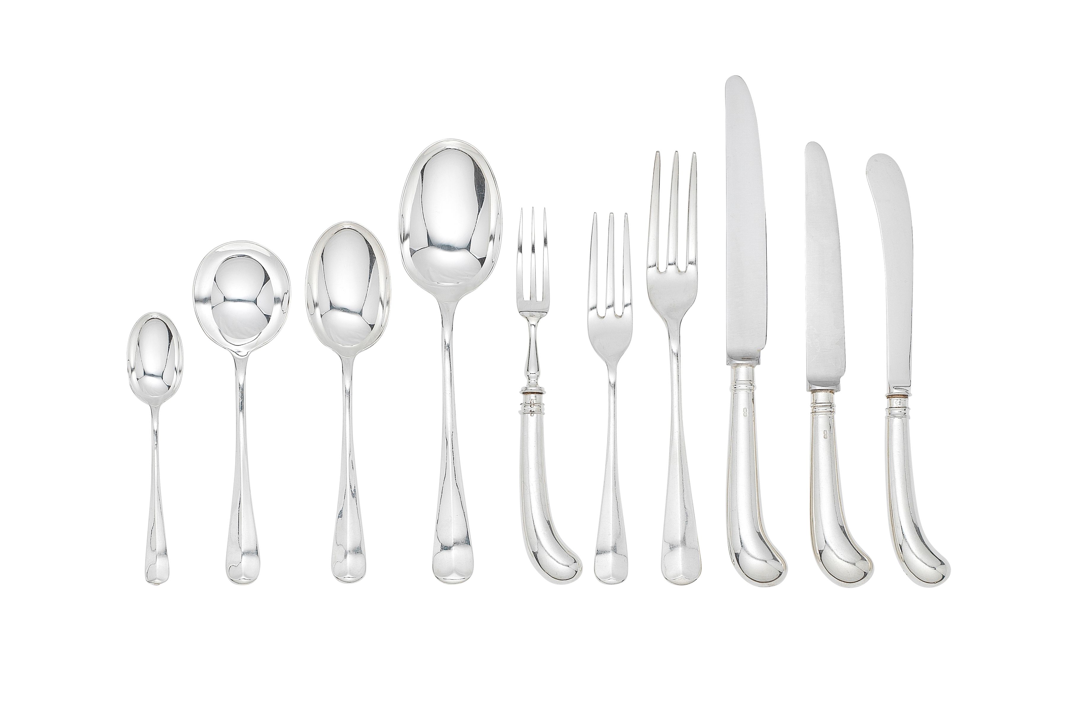 Bonhams : A silver Hanoverian pattern flatware service by A Haviland ...