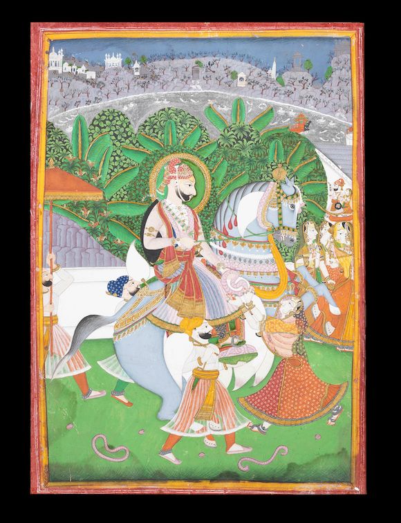 Bonhams : Maharajah Chattar Singh of Kotah (reg. 1866-89) riding on a ...