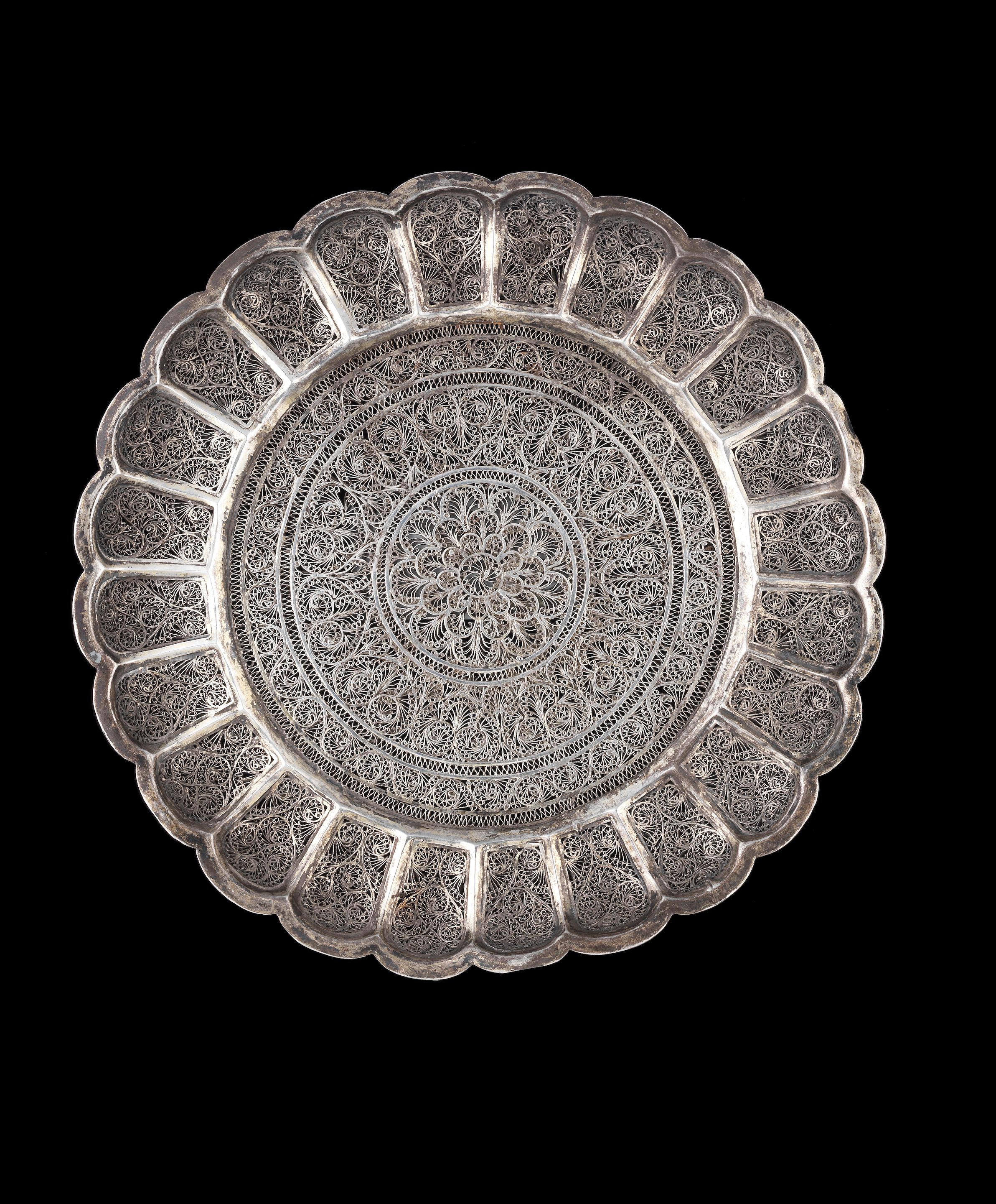 Bonhams : A silver filigree dish India, 18th/19th Century