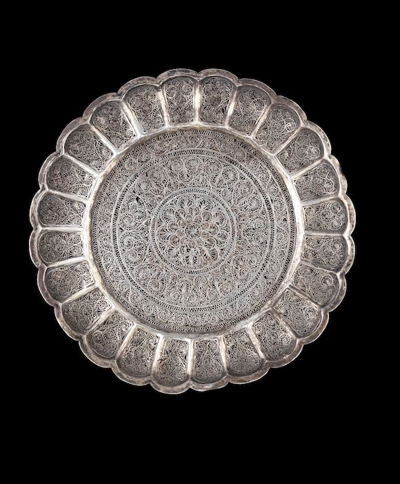 Bonhams : A silver filigree dish India, 18th/19th Century
