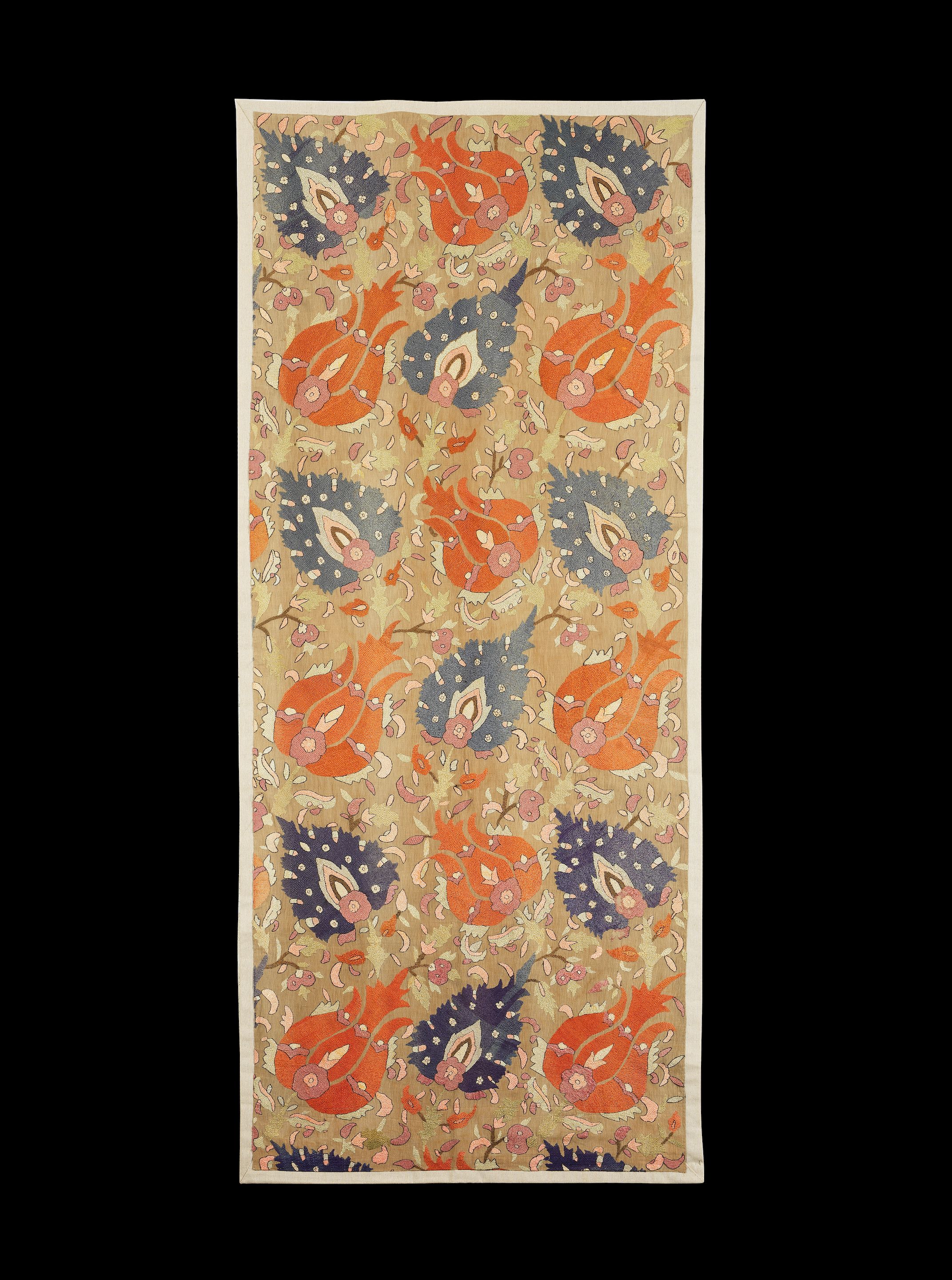 Bonhams : An Ottoman silk-embroidered linen Panel Turkey, 18th Century