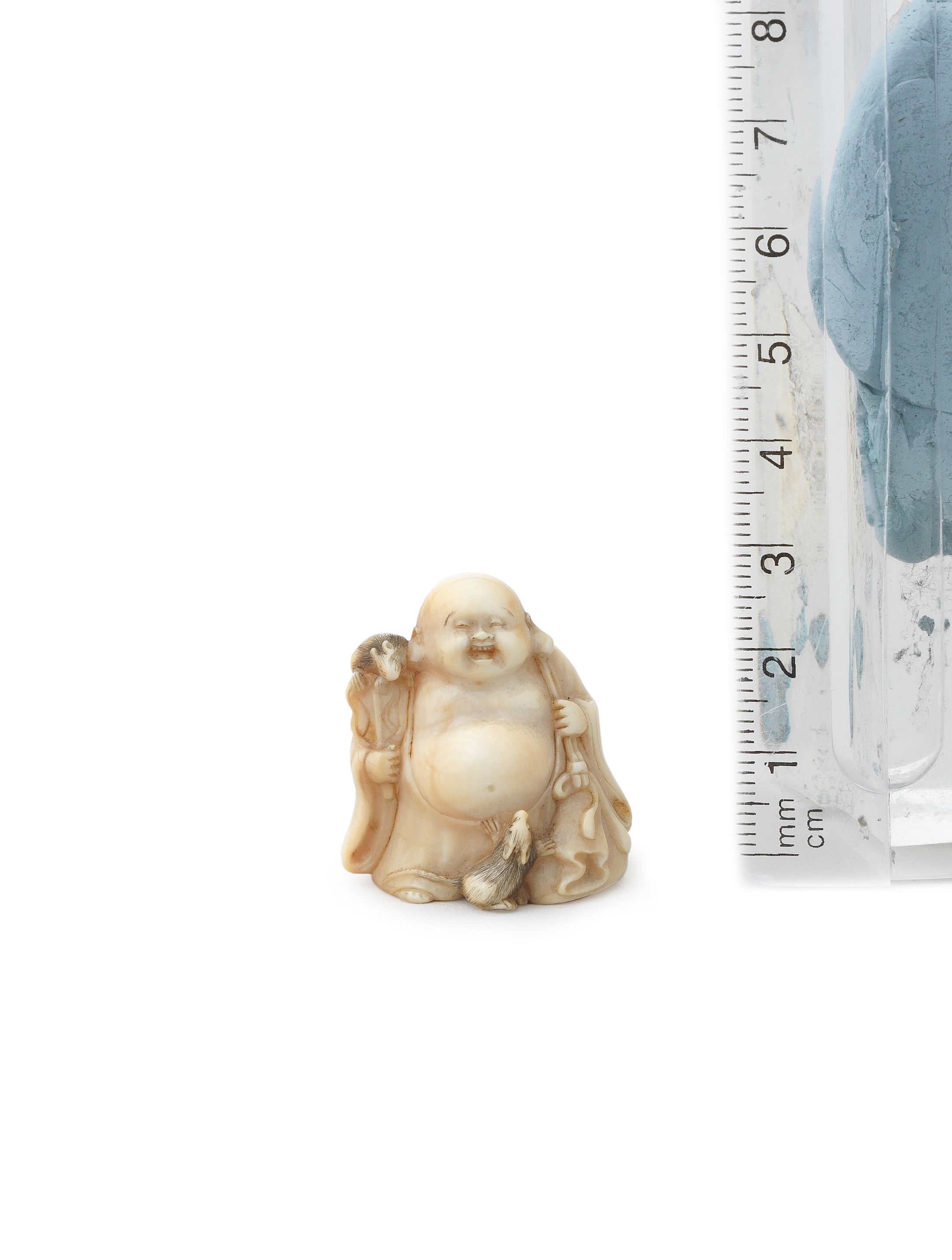 Bonhams : A small ivory netsuke of a pottery model of Hotei By Ohara ...